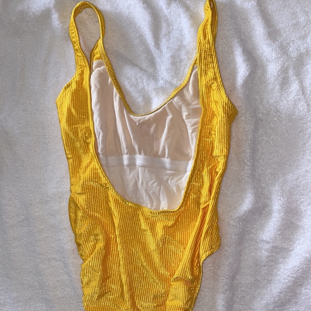 Yellow Low Back One Piece Bathing Suit - Gem